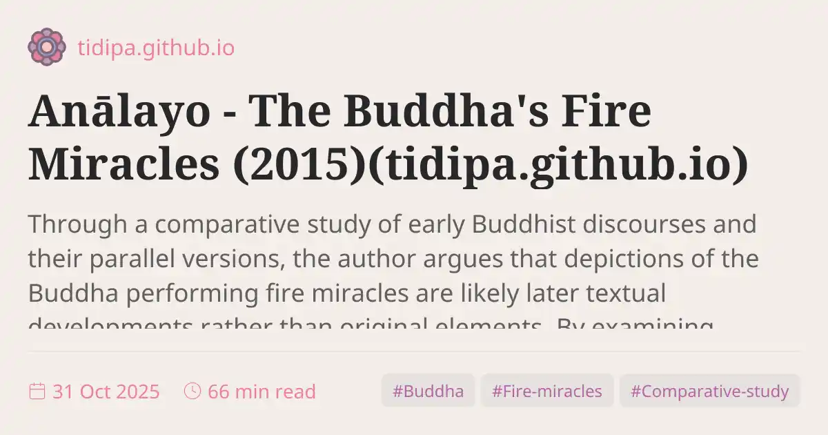 Anālayo - The Buddha's Fire Miracles (2015)- What the Buddha Understood
