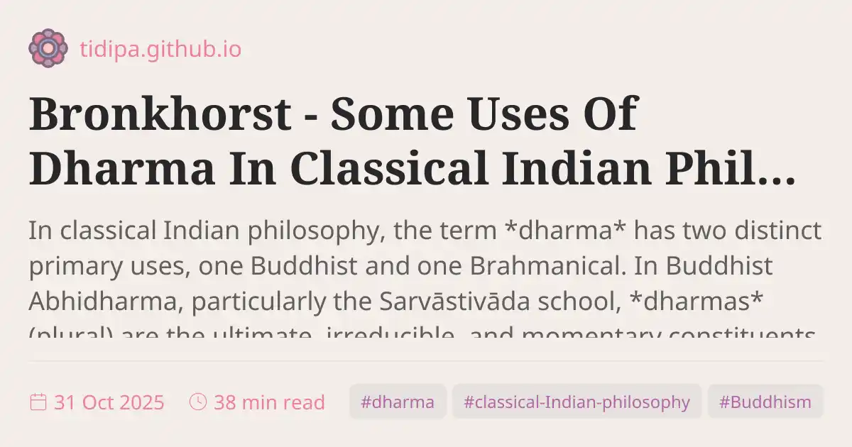 Bronkhorst - Some Uses Of Dharma In Classical Indian Philosophy (2004)(tidipa.github.io)