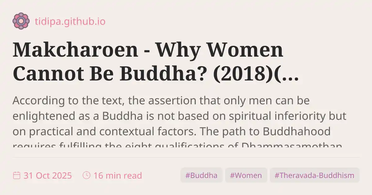 Makcharoen - Why Women Cannot Be Buddha? (2018)(tidipa.github.io)