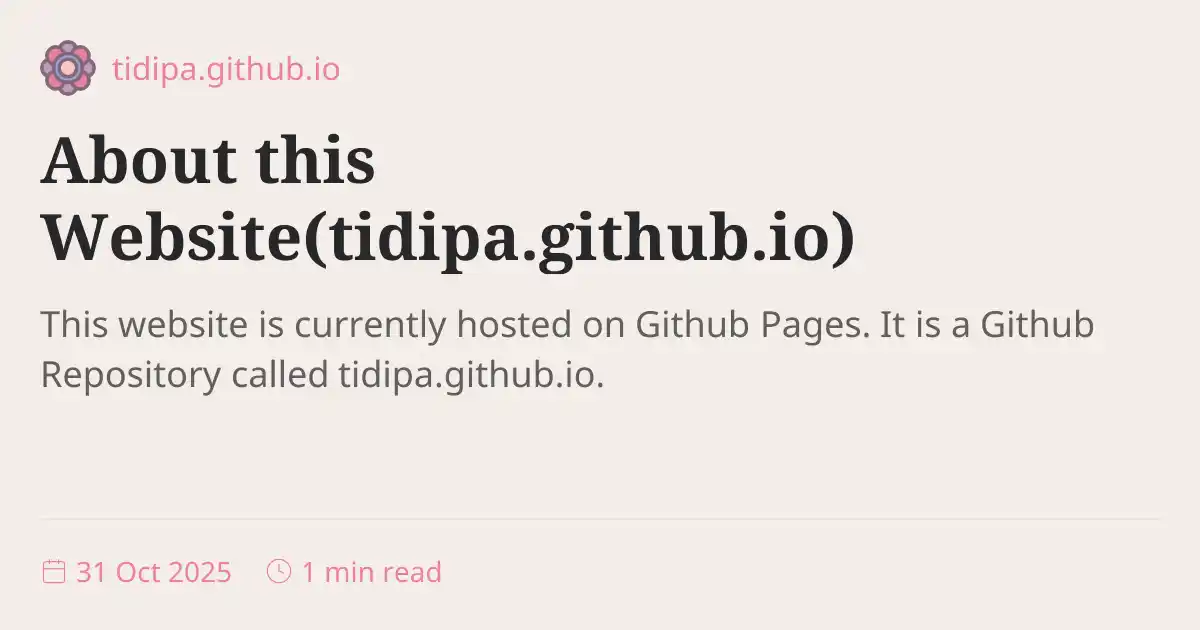 About this Website(tidipa.github.io)
